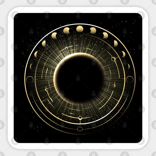 Solar Eclipse and Phases of Moon - Solar Eclipse - Sticker | TeePublic